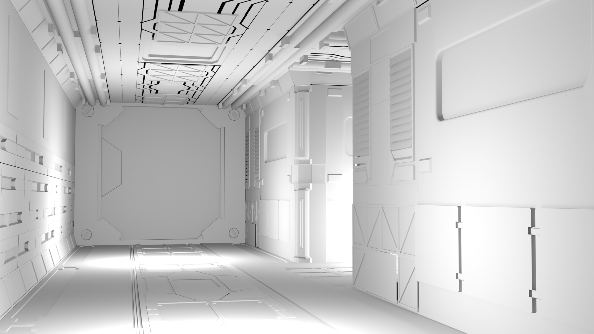 ArtStation - Murky Sci-Fi Hall Way ( From 2D to 3D)