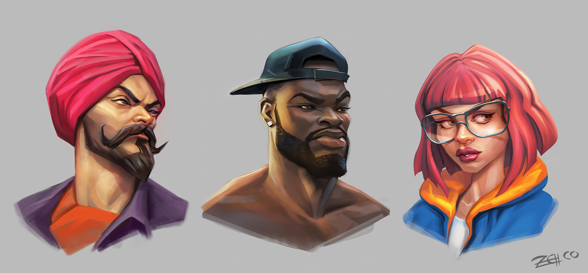 Stylized portraits exercise. 02, Zach Cohen : r/ImaginaryHumans