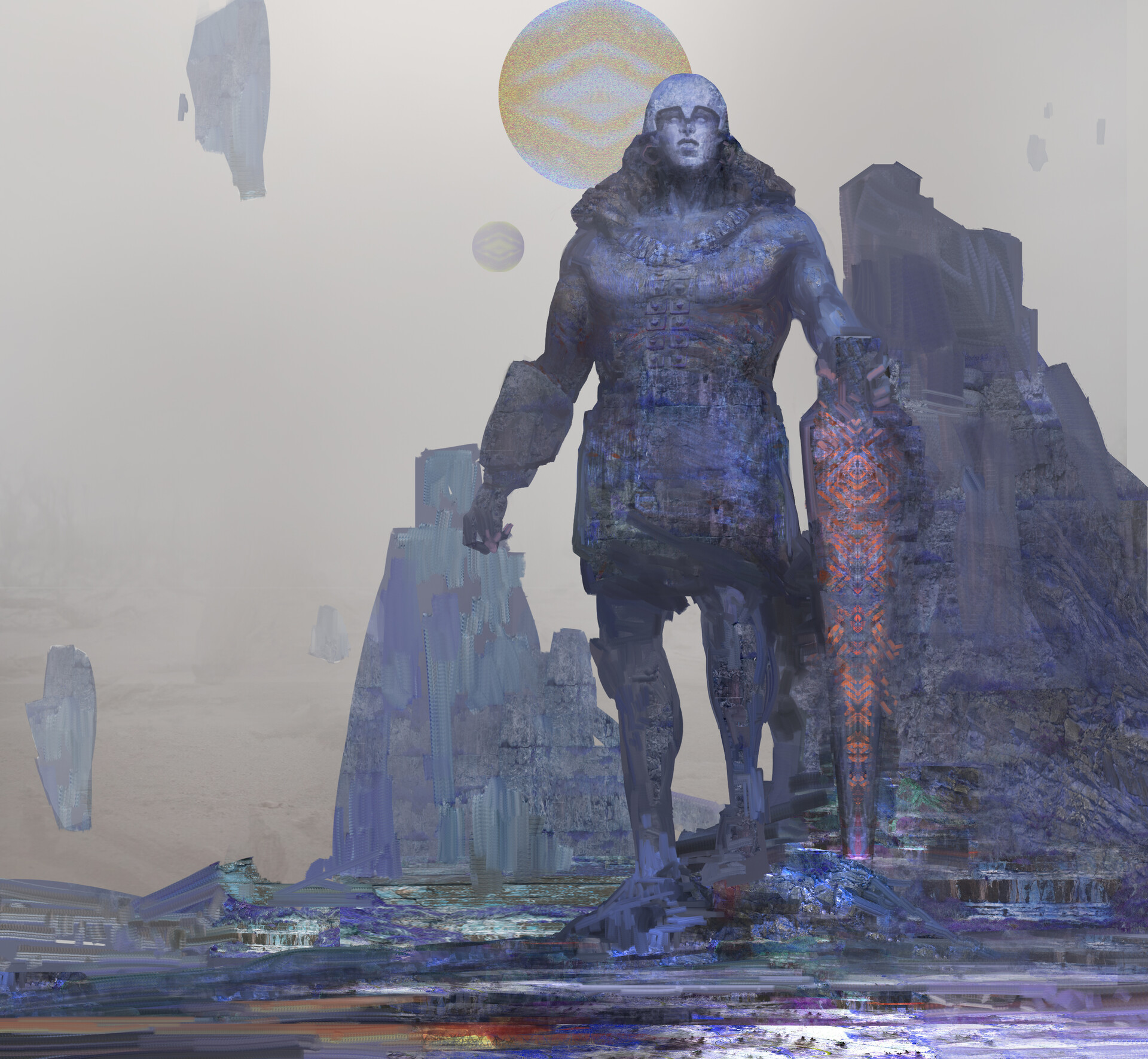 ArtStation - blue gold statue