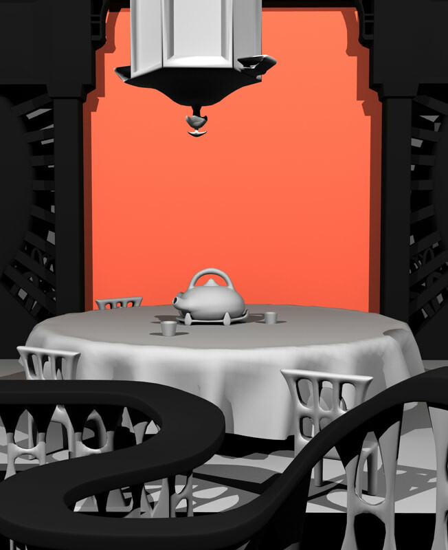 ArtStation - Confrontation in a Chinese Tea Room 3D Rendition