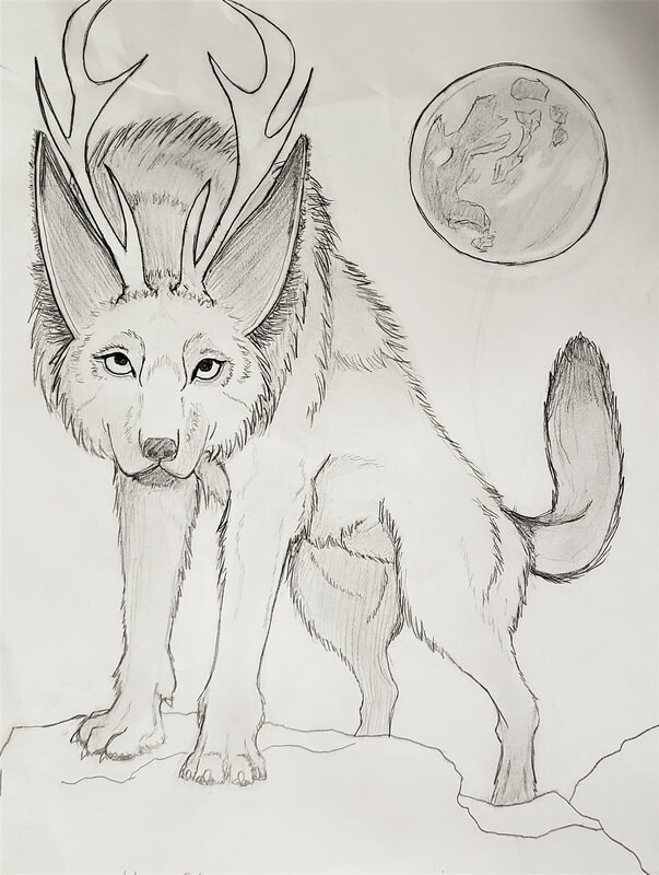 two animals mixed drawing