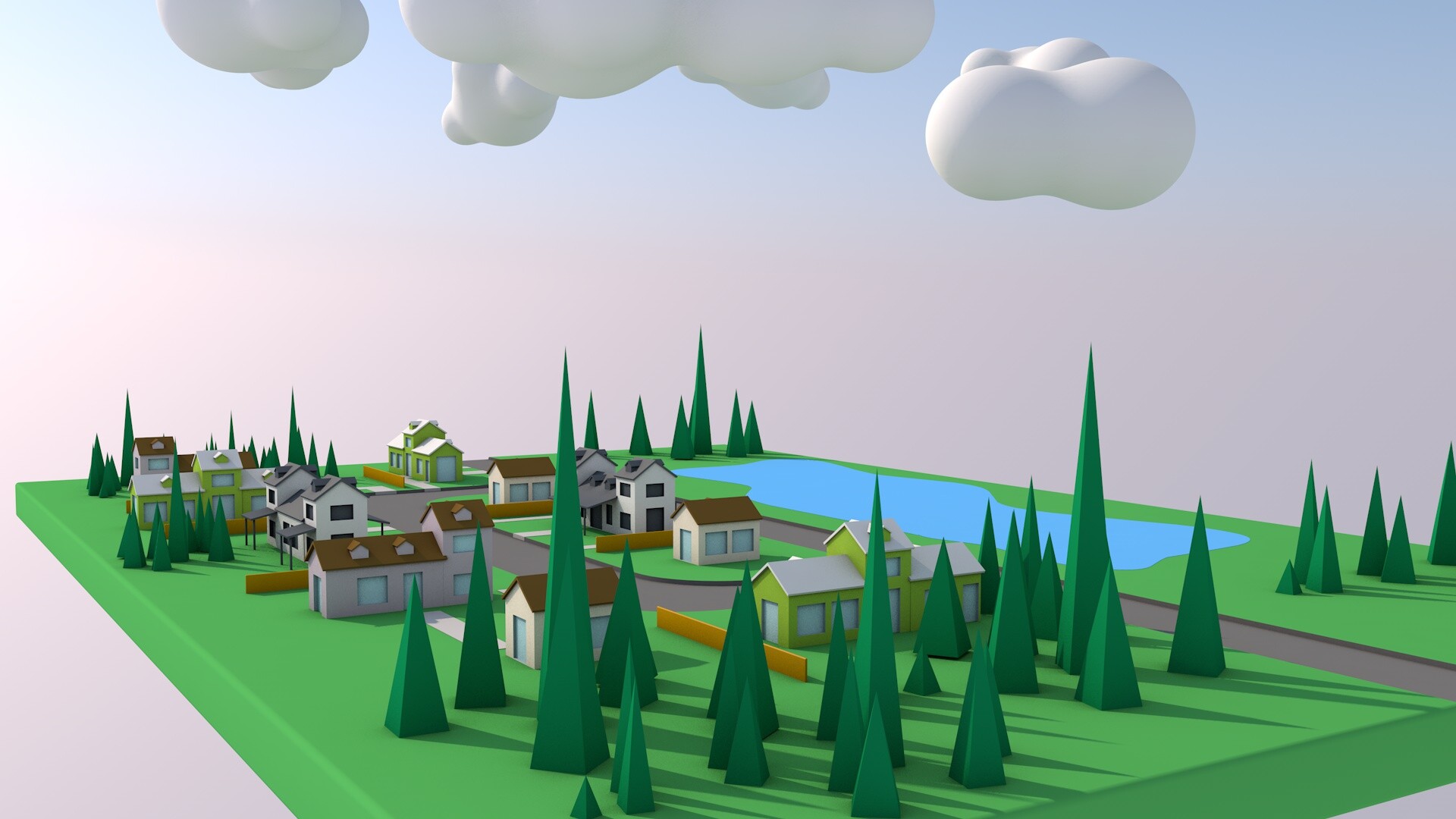 Abbott Wolf - Low Poly Landscape Studying
