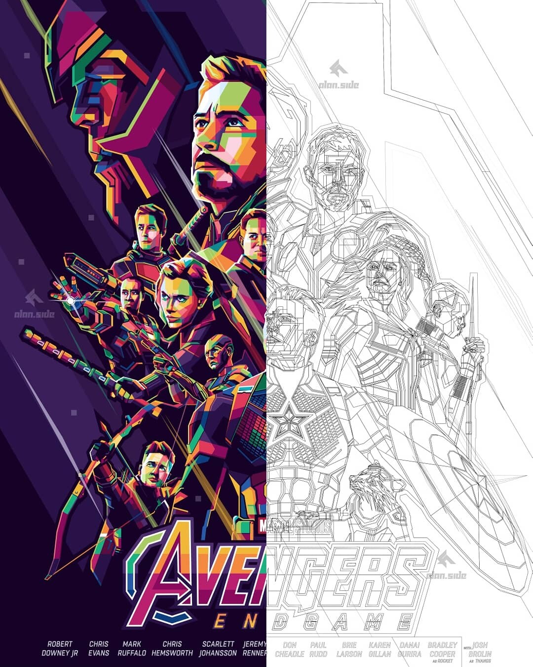Alanside - Avengers Endgame Poster in WPAP Style