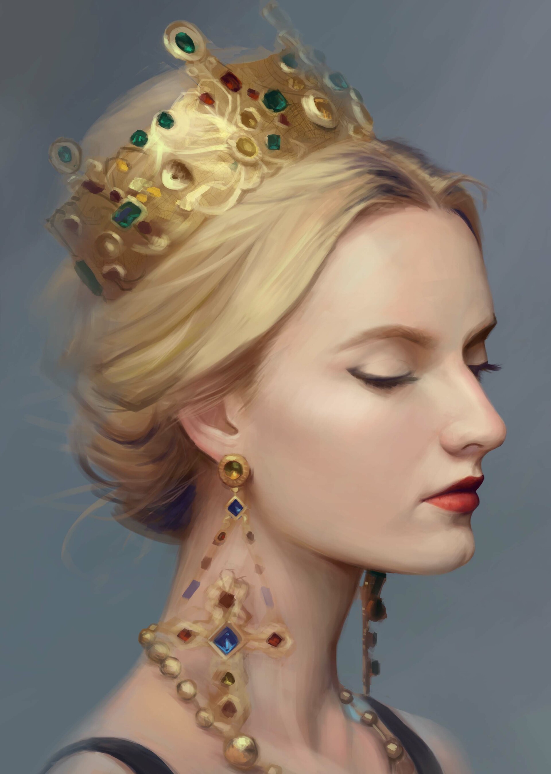 ArtStation - girl face, queen, side face.