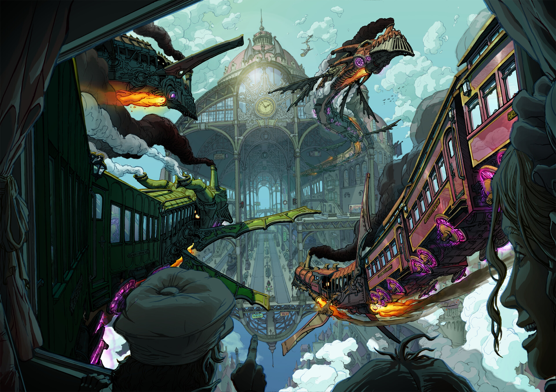 ArtStation - Dragon train station.