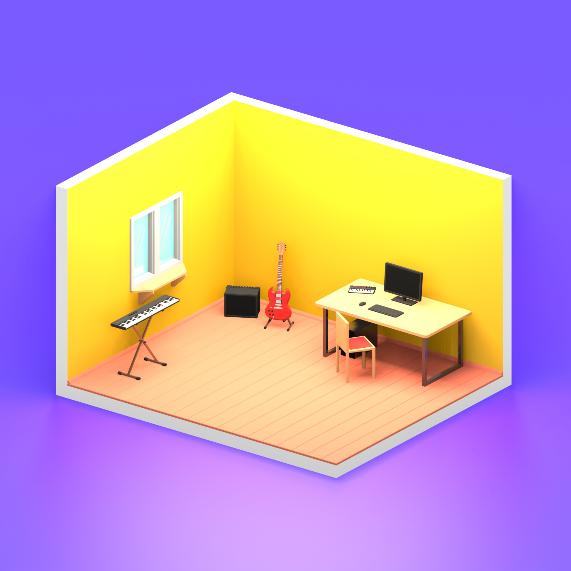 ArtStation - Lowpoly music room