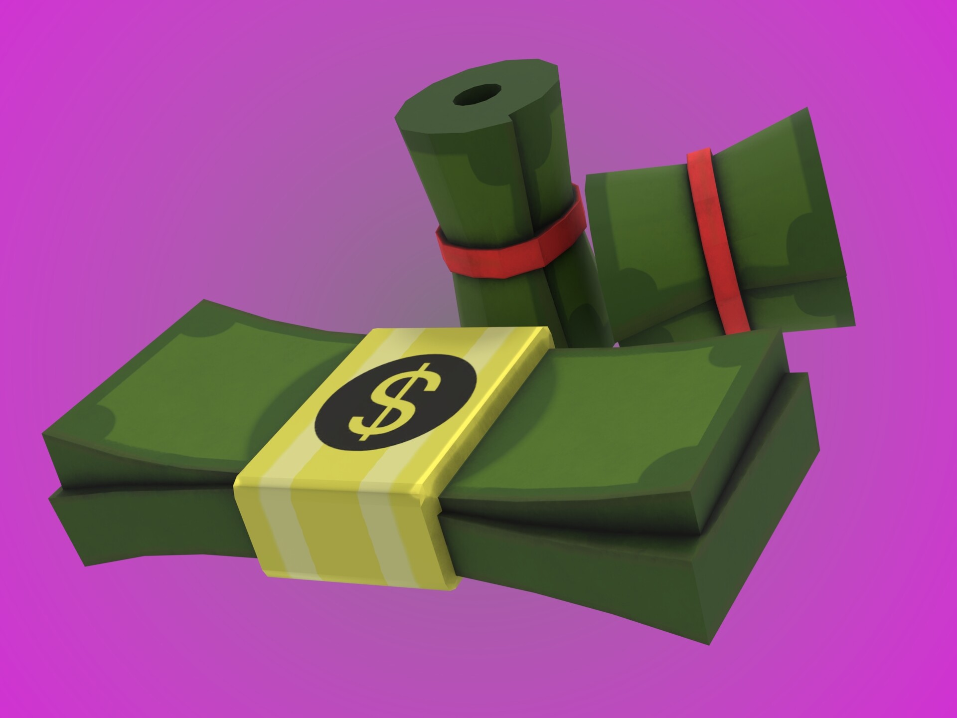 ArtStation - Stylized Low Poly Cash Pile