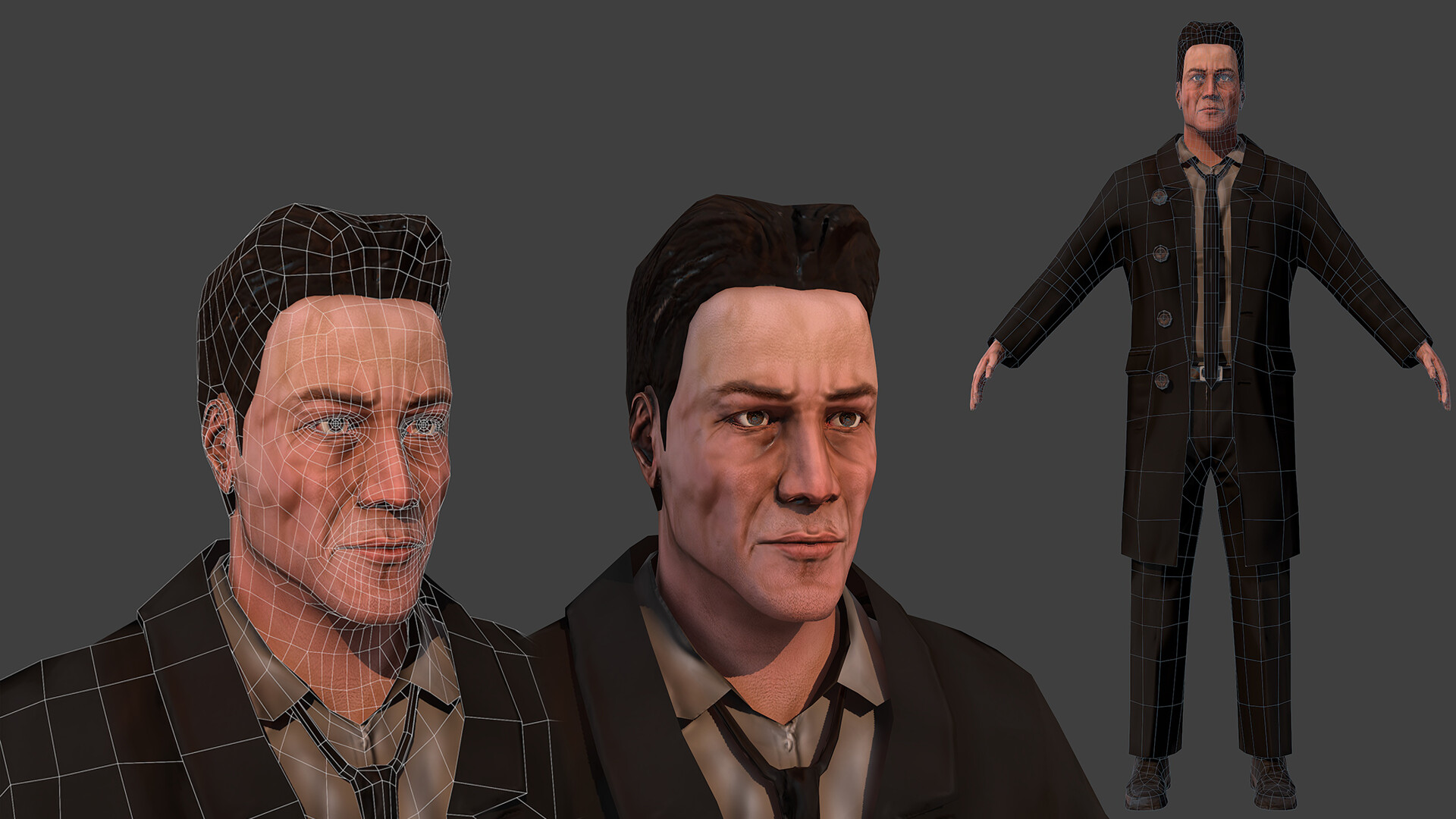 ArtStation - Keanu Reeves - Constantine (High Poly to Low poly Retop study)