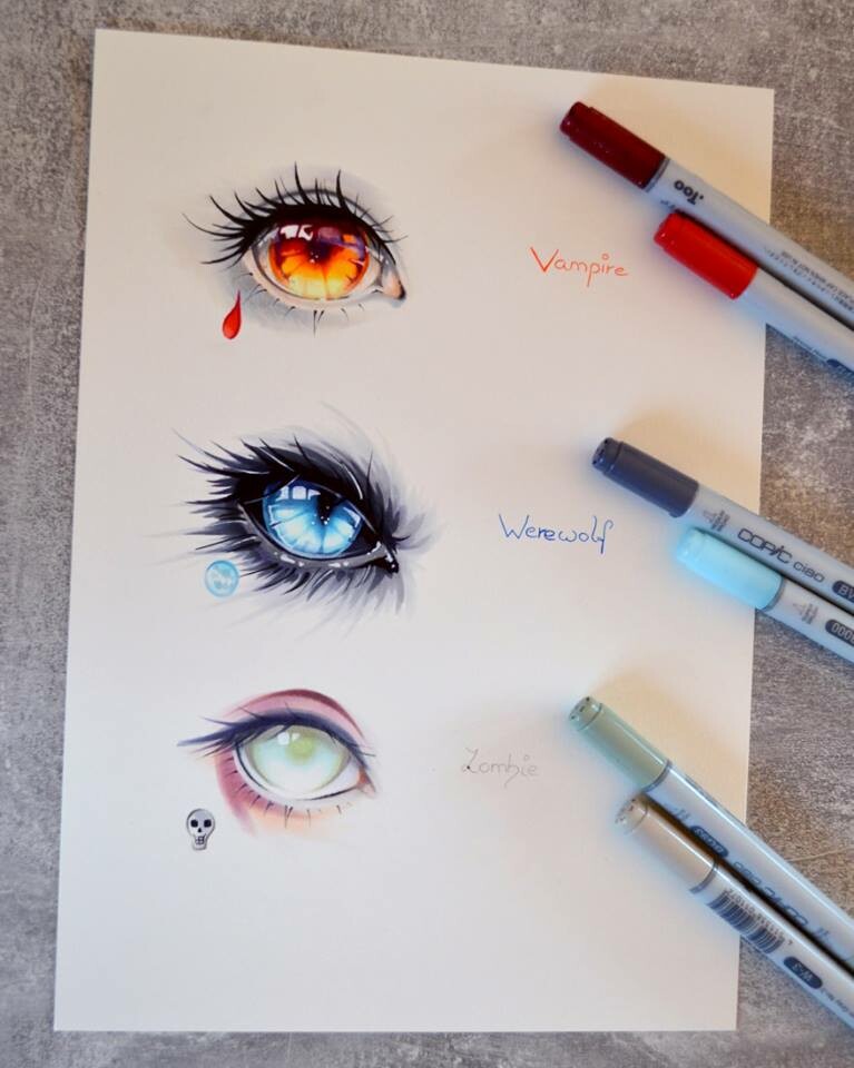 how to draw an eye with copic markers