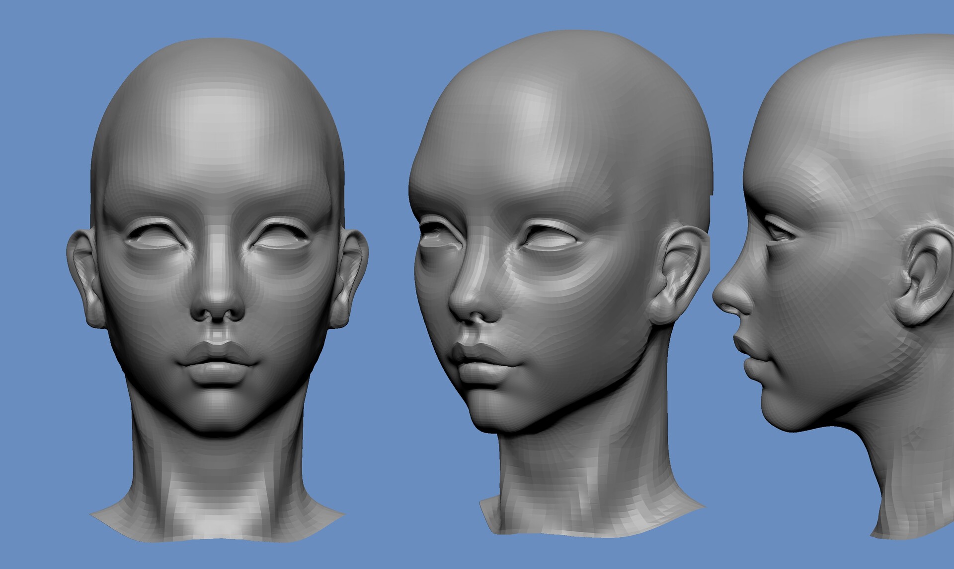 ArtStation - free head base memshes ,stylized