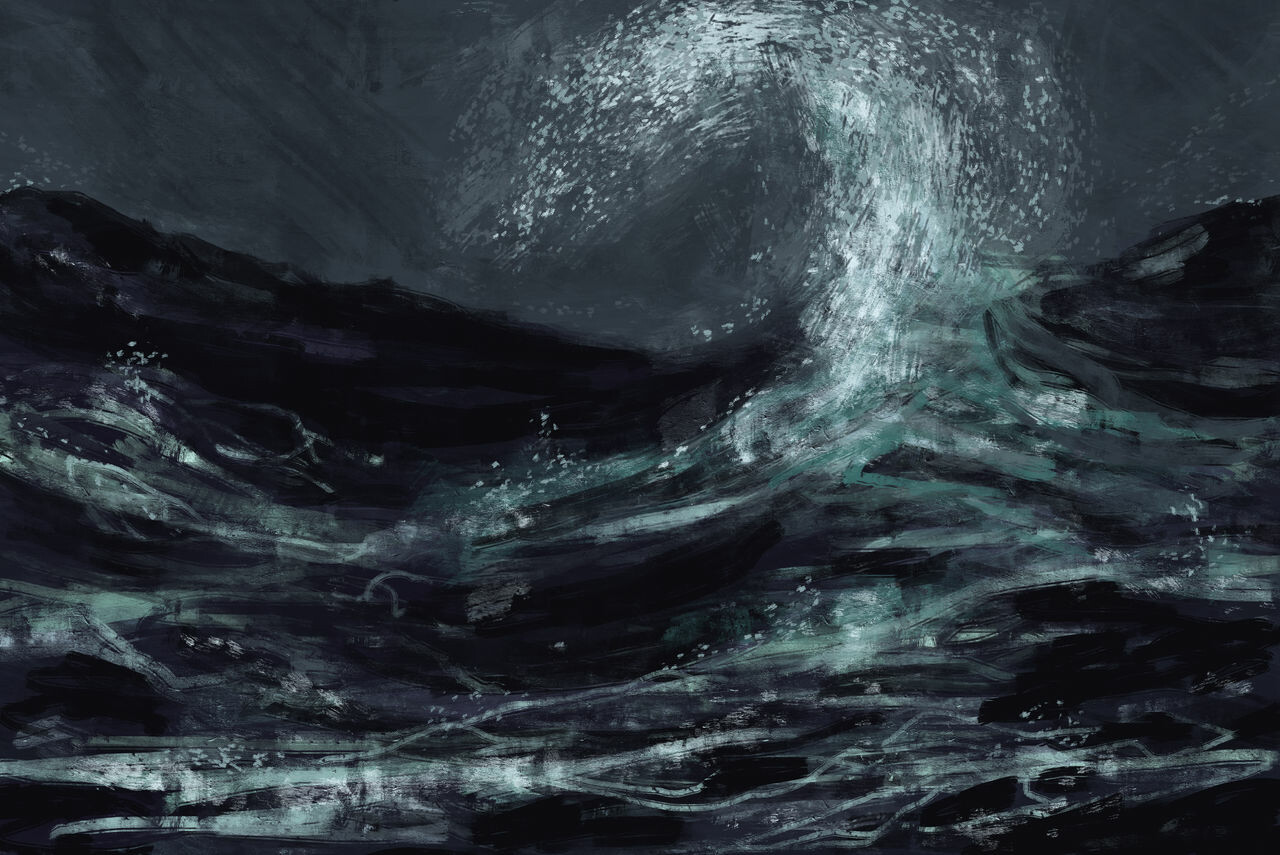 Dark Ocean Storm Painting