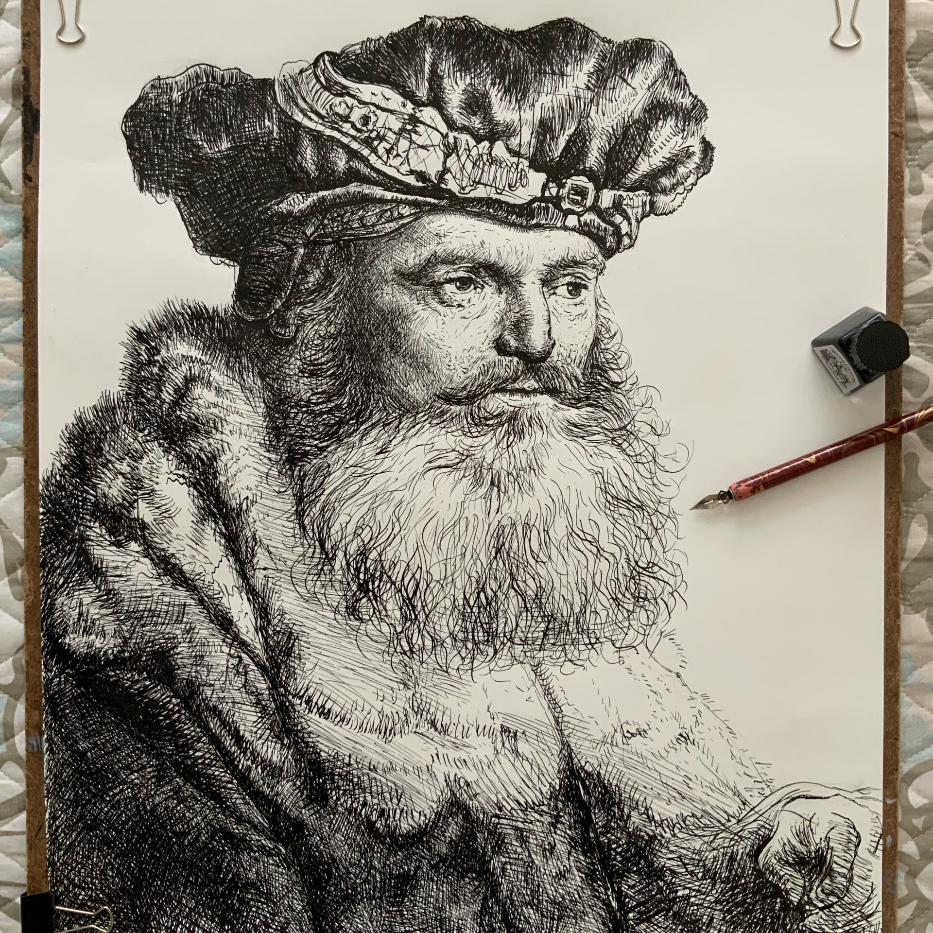ArtStation - Recreation of Rembrandt ink drawing