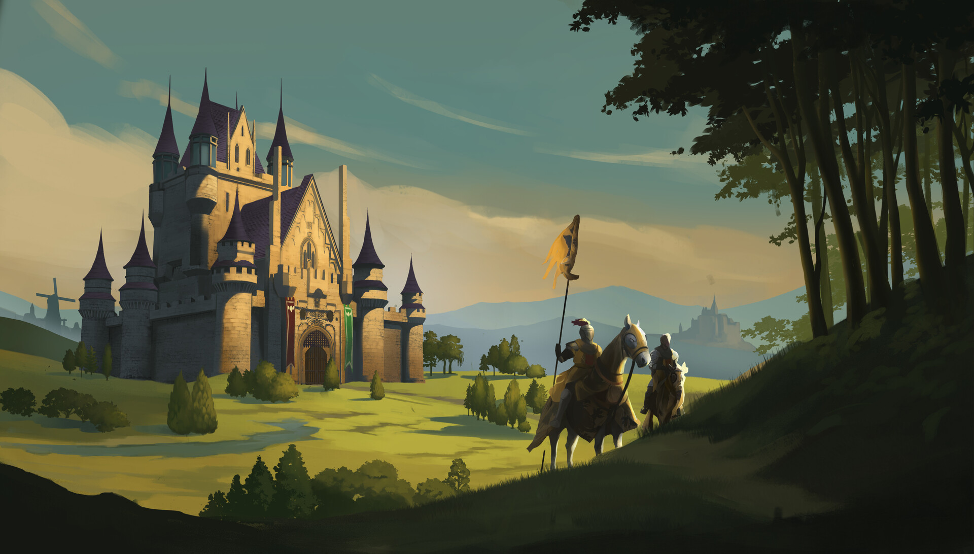 ArtStation - castle in sunset