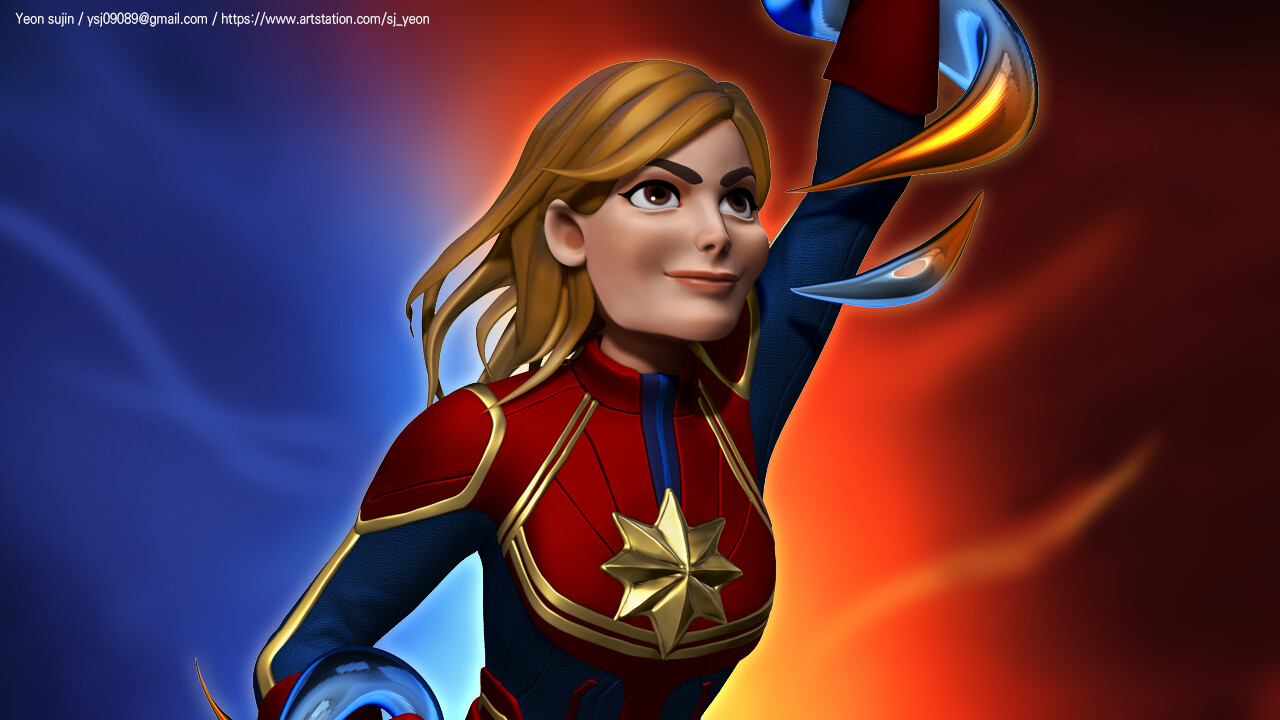 ArtStation - Captain marvel(cartoon style fan art)
