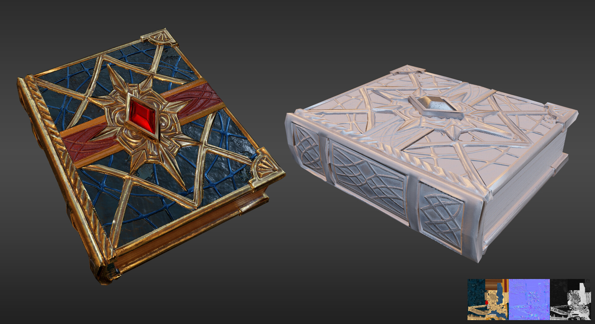 ArtStation - Legends of Aria - Fancy Harp & Spellbook