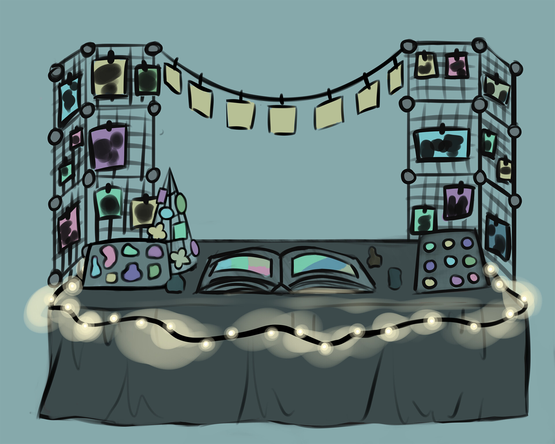 ArtStation - artist alley table mock-up