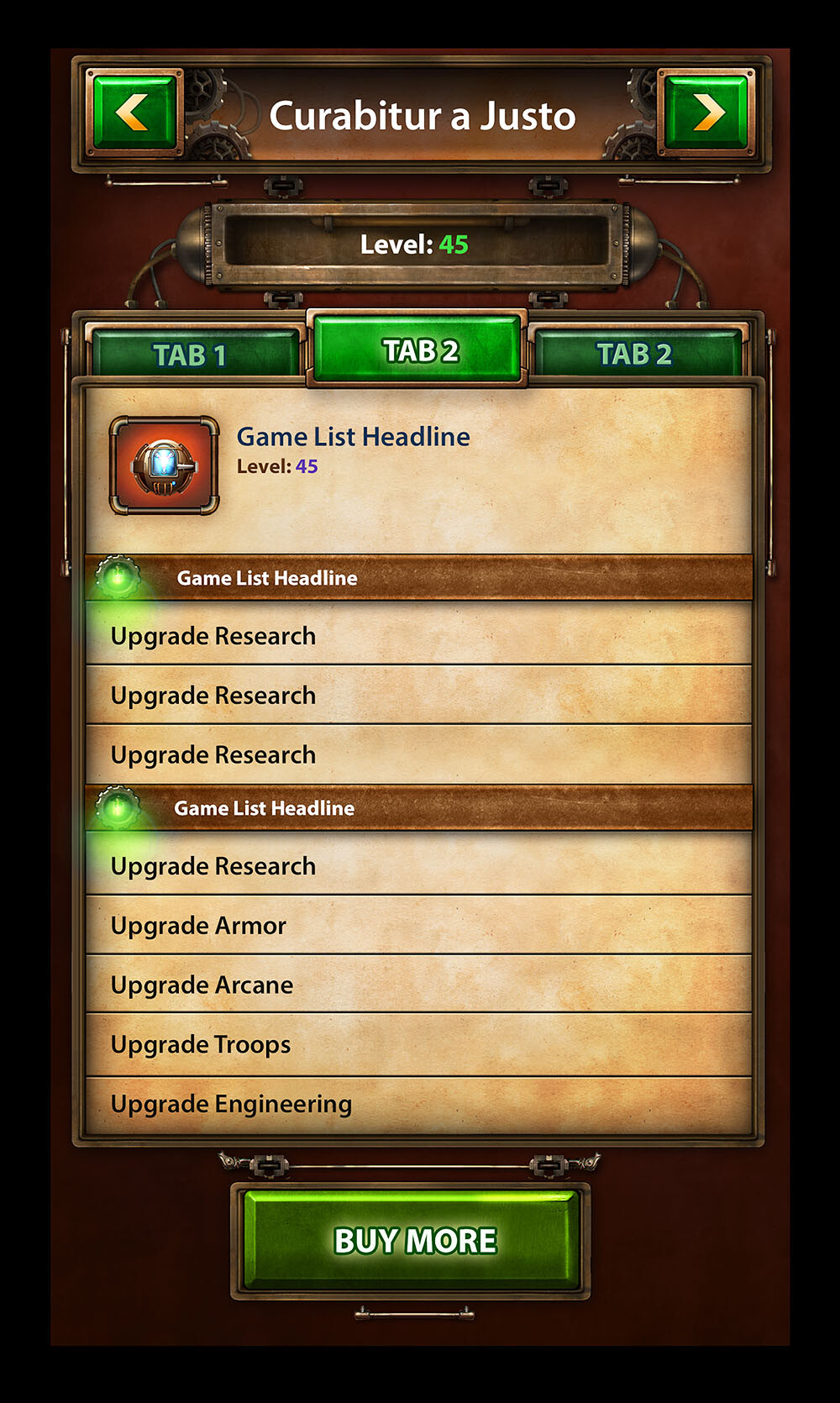 GameSiteTemplates .com - Steampunk Mobile UI Design