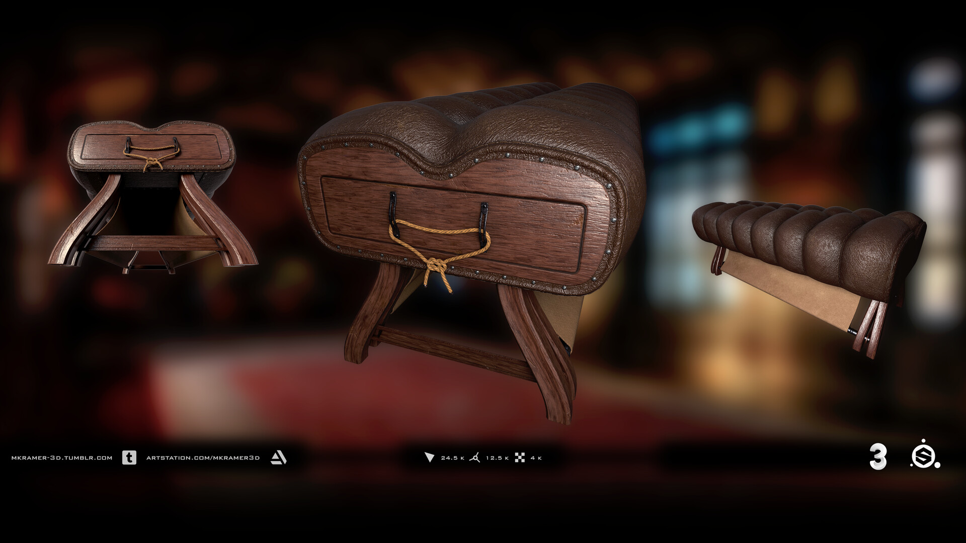 ArtStation - Original Upholstered Bench