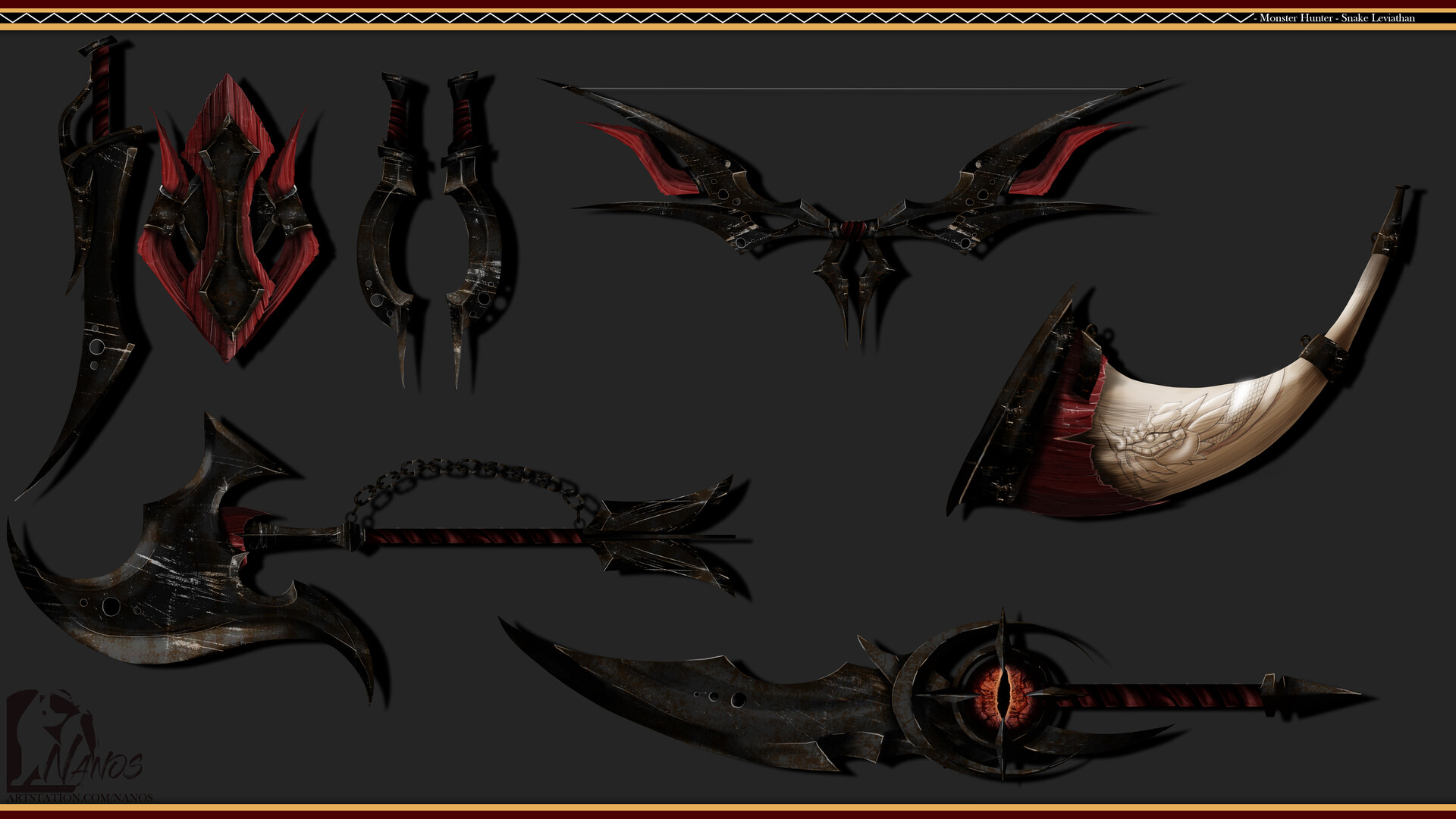 ArtStation - Monster Hunter - Fan Design - Nagamani Weapons