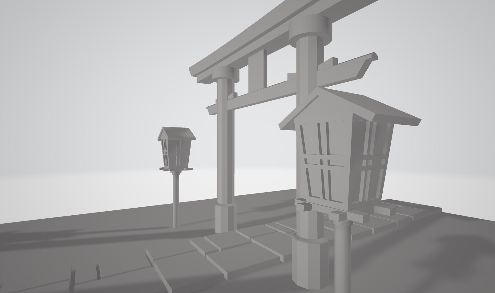 DuoH Studio - 3D Japan Torii & Tōrō Lamp & Brick Walkway (No Color)