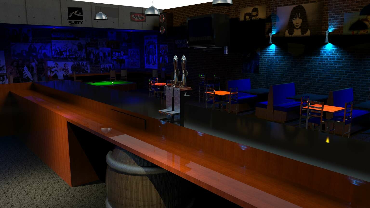 ArtStation - 90s Themed Bar