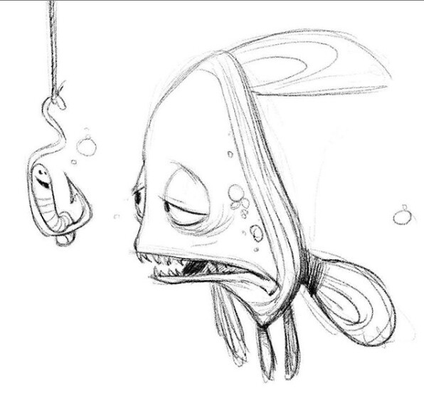 sad fish drawing