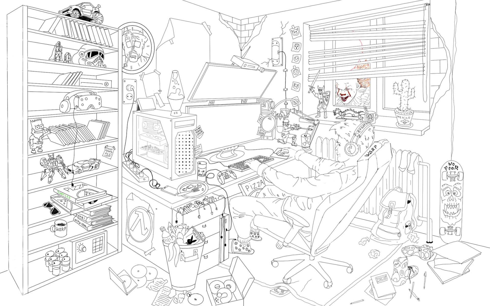 how to draw a gaming room