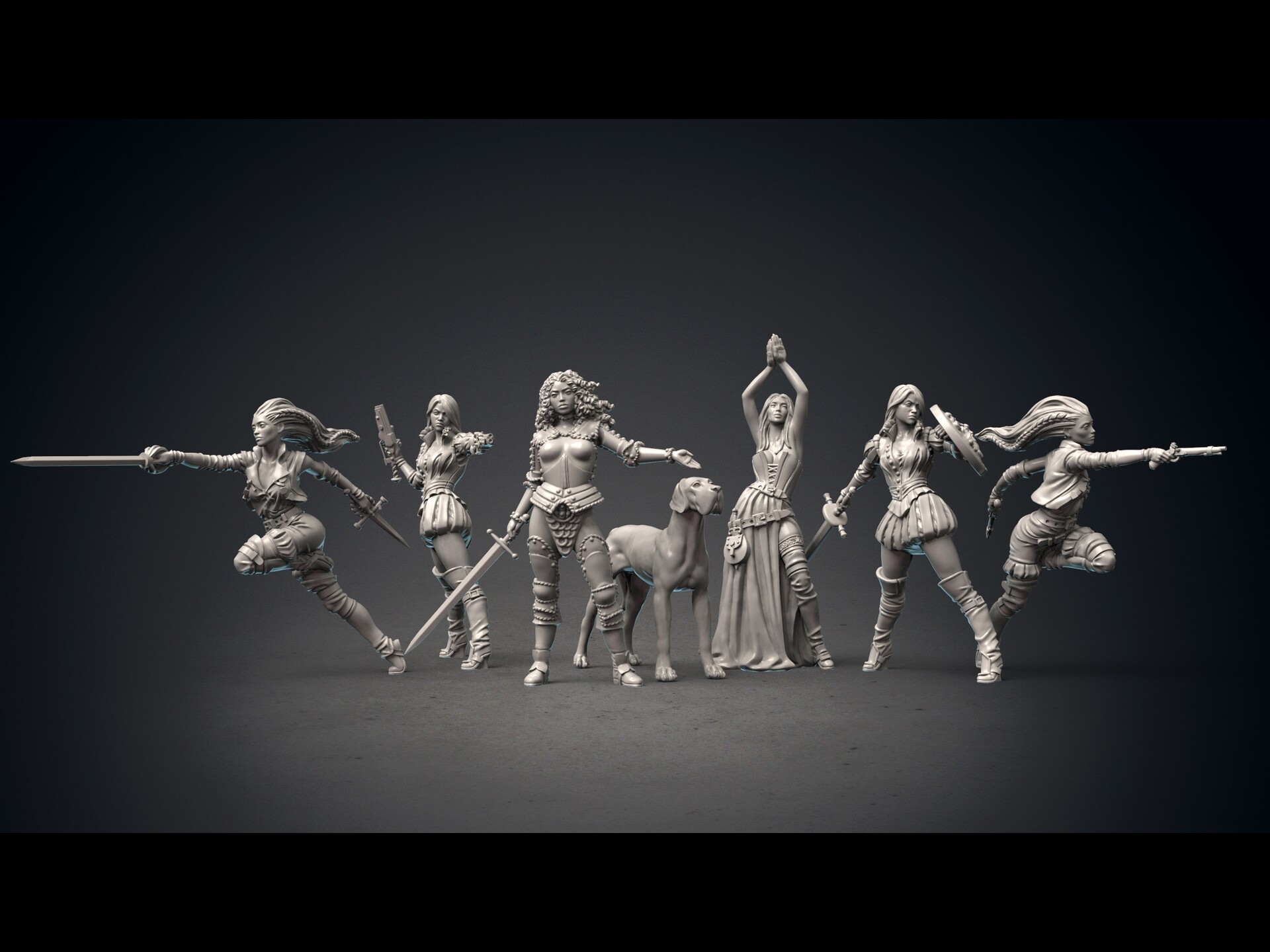 ArtStation - Mercenaries miniatures groupshot for Dark Maenad Games