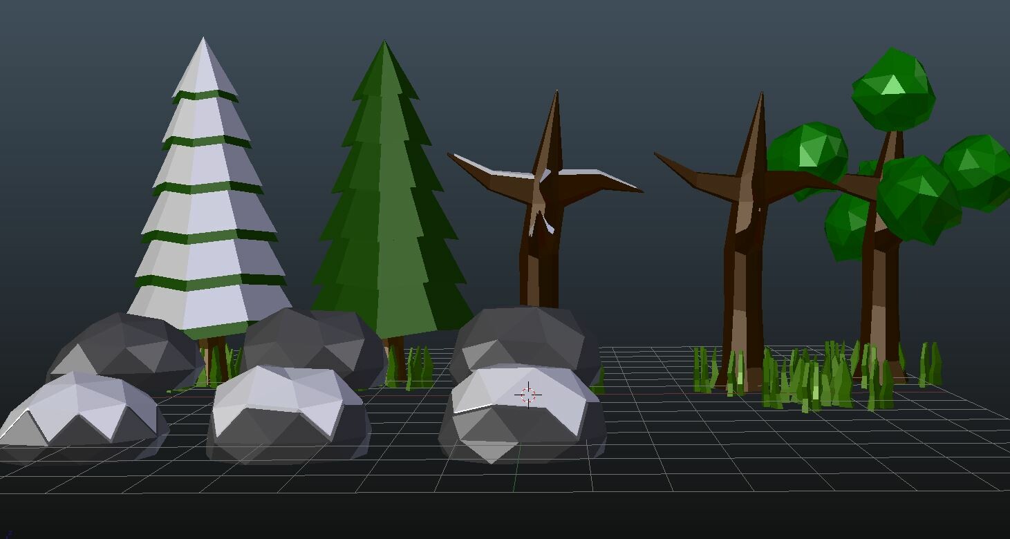 ArtStation - Low Poly Rocks and Trees