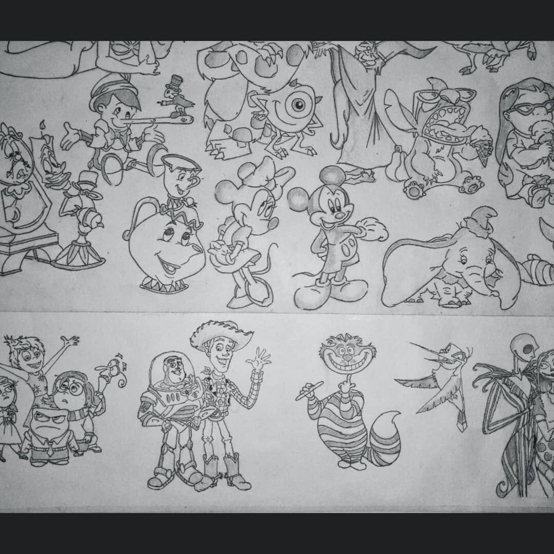 Disney Characters Collage Drawing