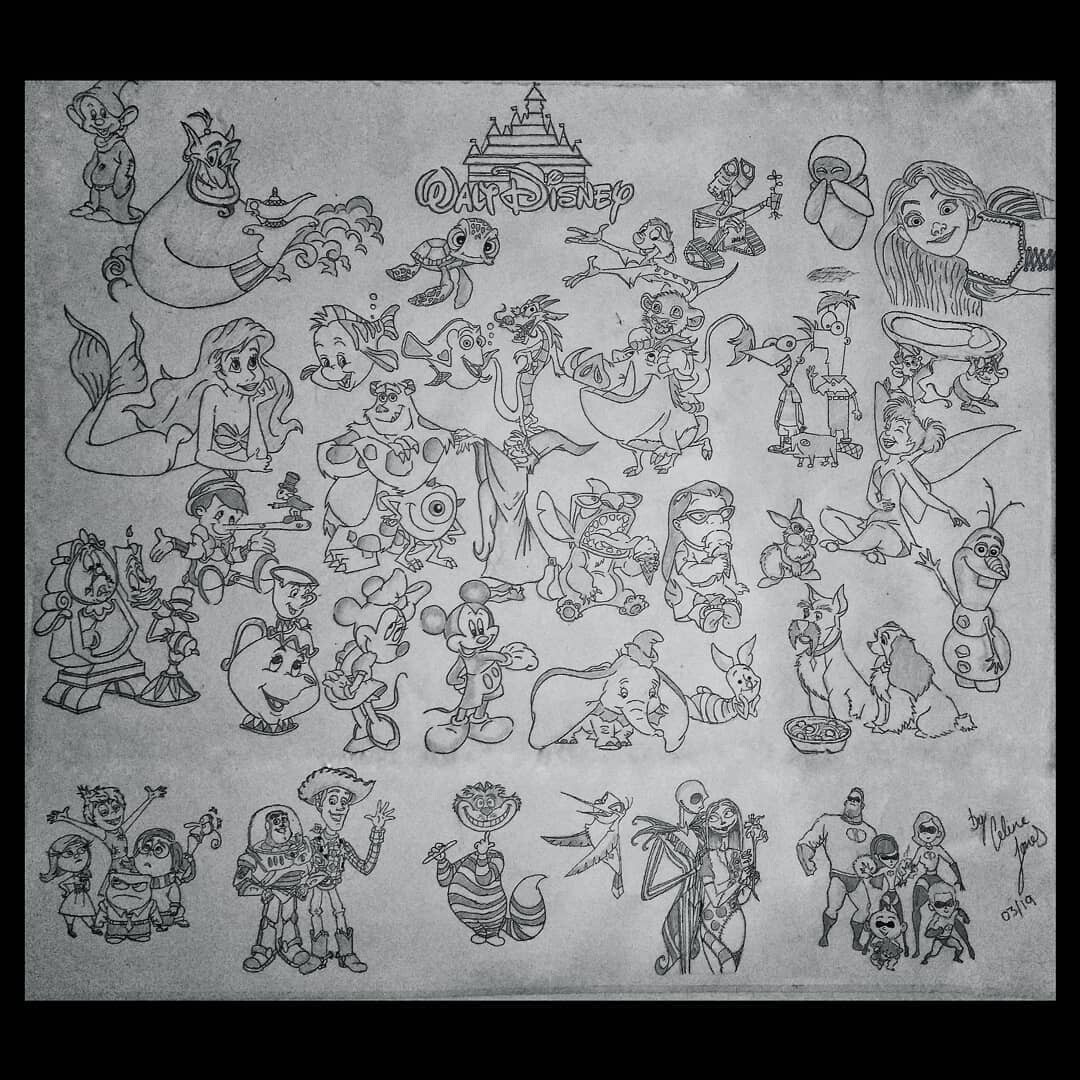 how to draw all the disney characters
