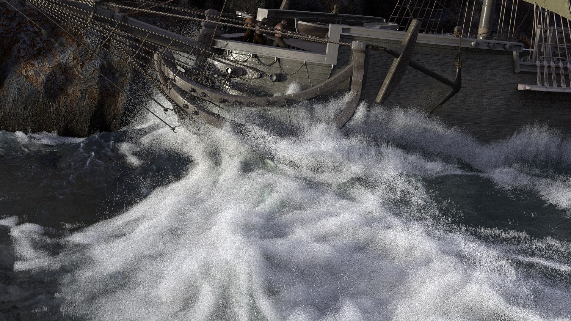 ArtStation - Animated Ship Crashing Through Simulated Waves