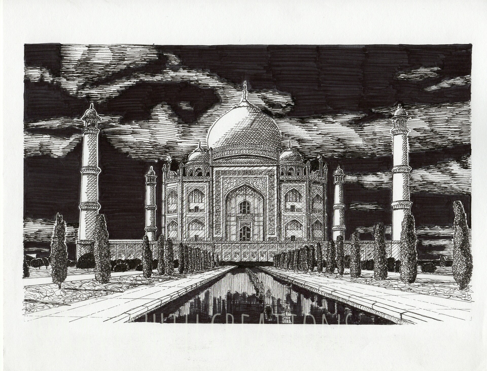 ArtStation - Taj Mahal - Pen & Ink