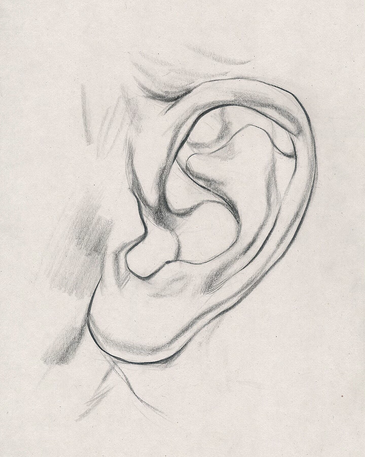 how to draw ears side view
