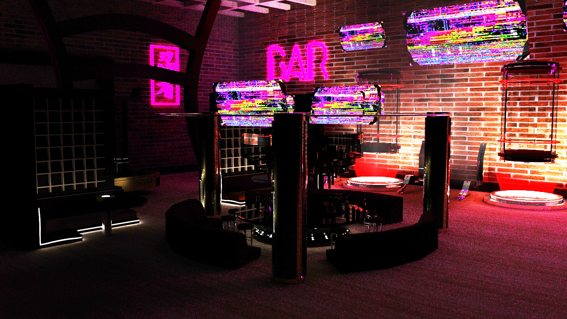 ArtStation - School Project Neon Bar Scene