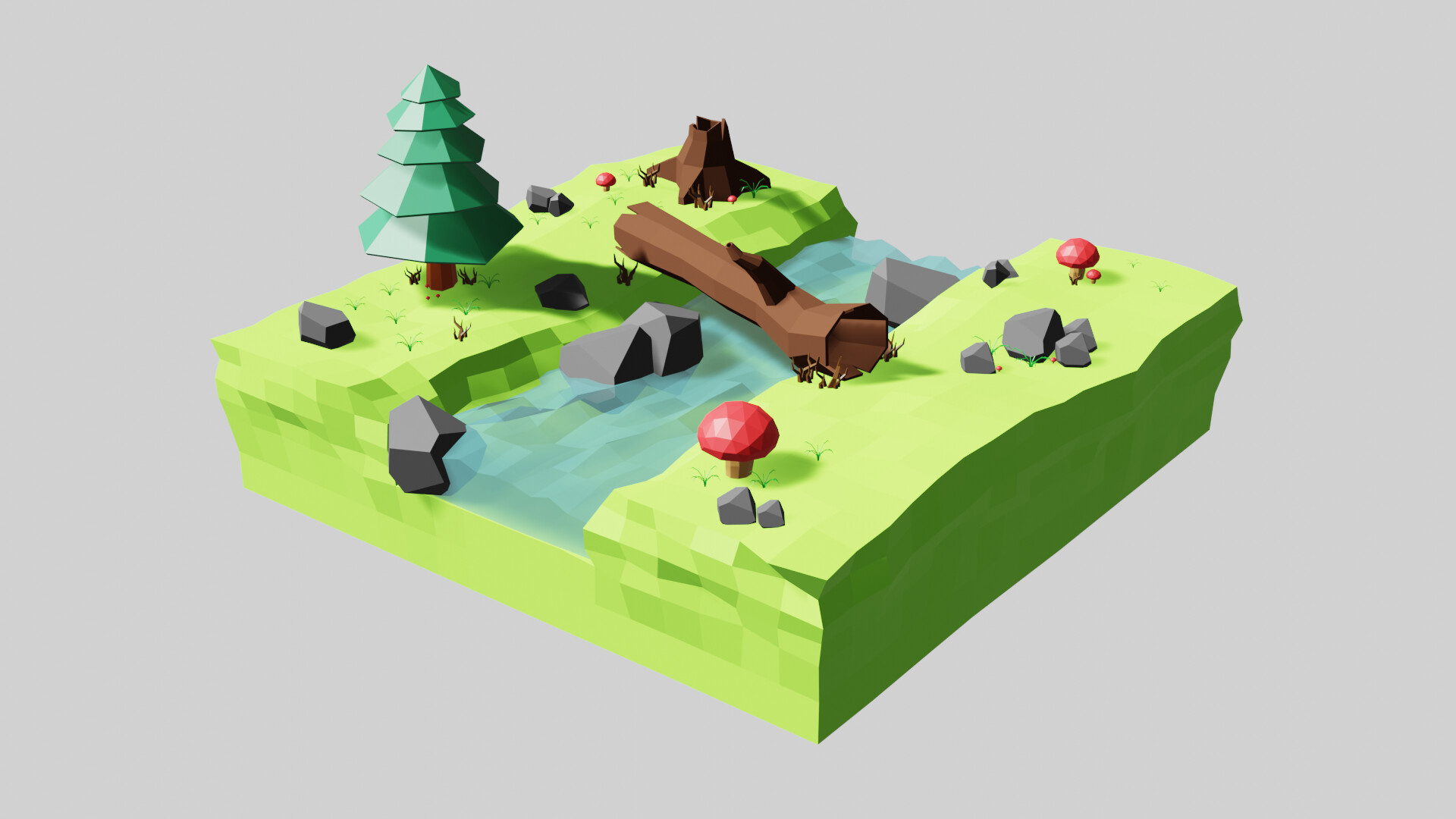 ArtStation - Forest & River low poly