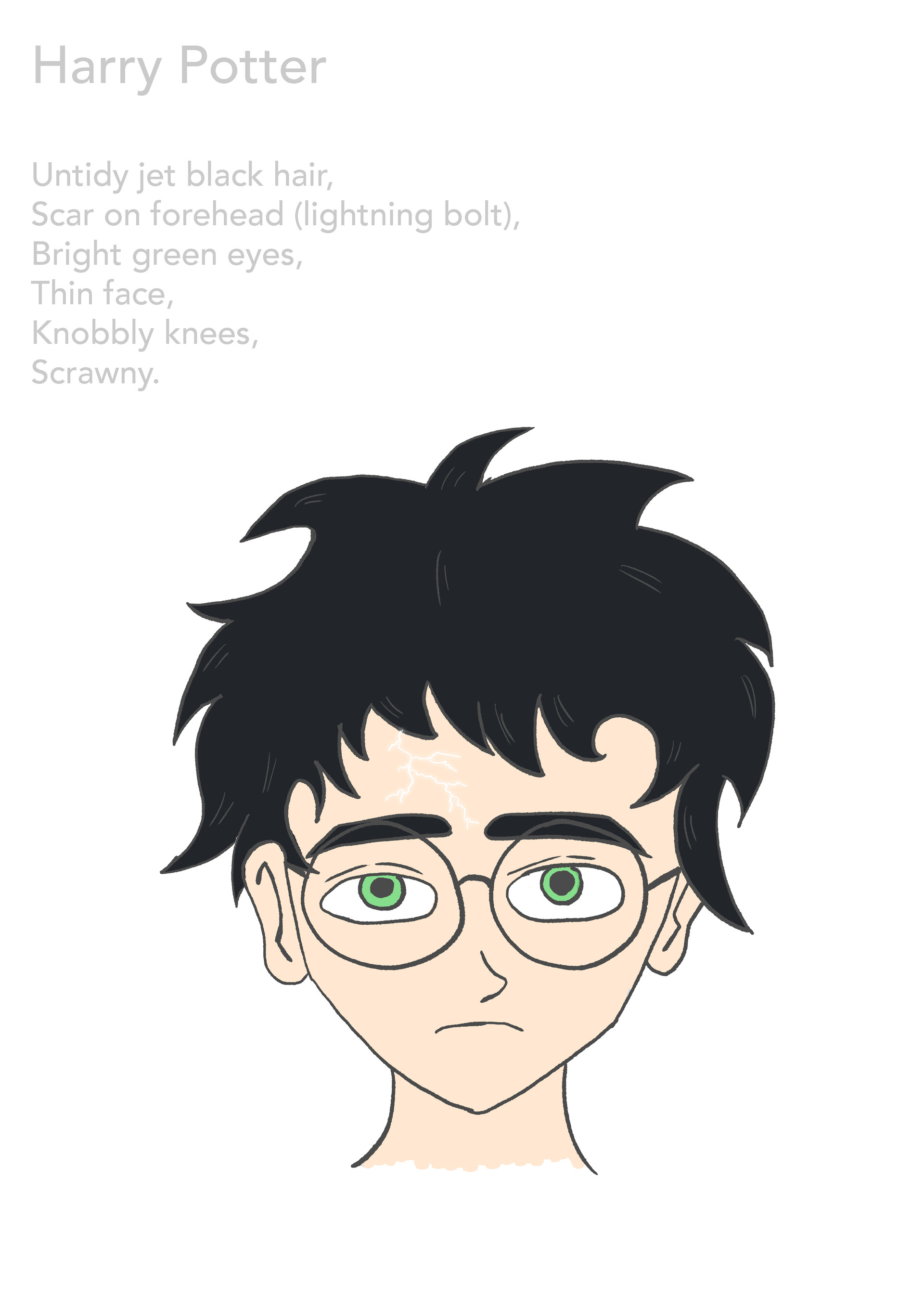 how to draw harry potter scar on face