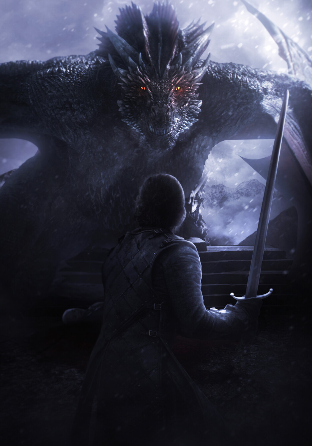 ArtStation - GAME OF THRONES - JON SNOW VS DROGON