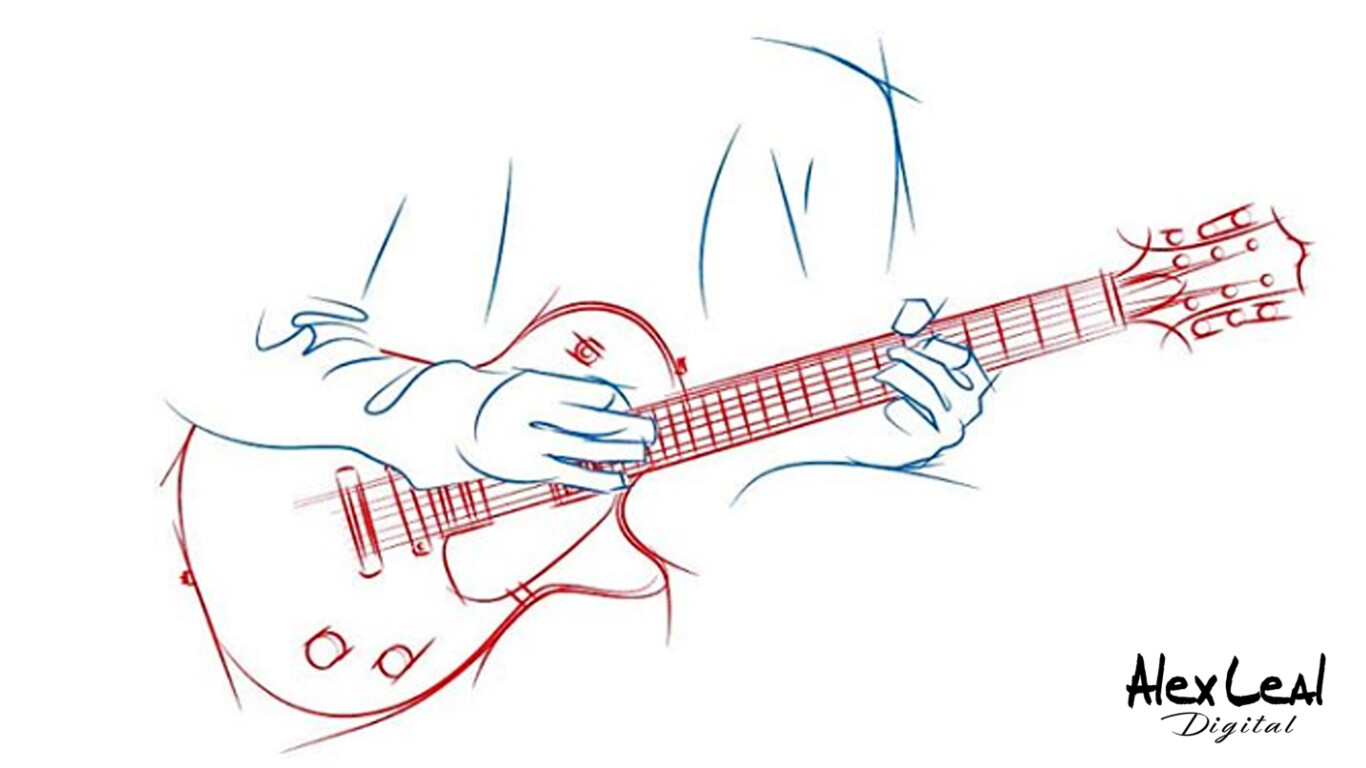 electric guitar drawing reference
