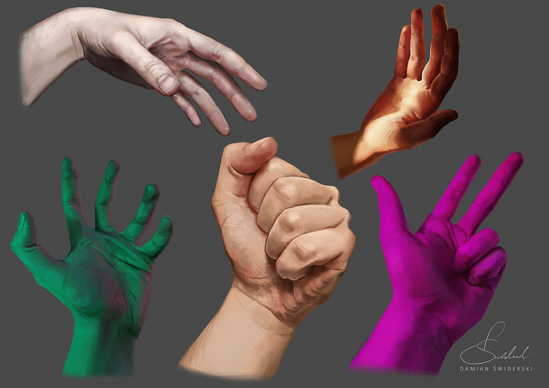ArtStation - Hand and color study, Damian Świderski