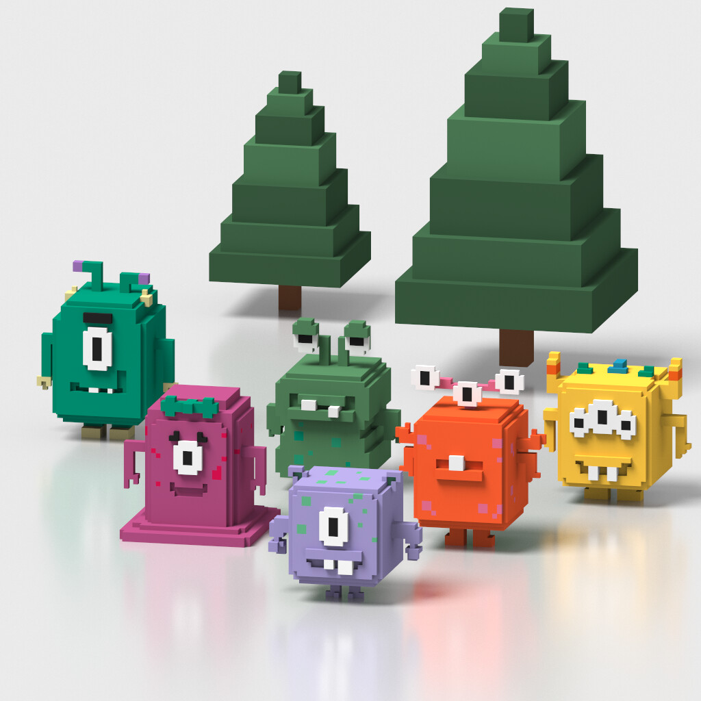ArtStation - Baby Monsters | Voxel Art
