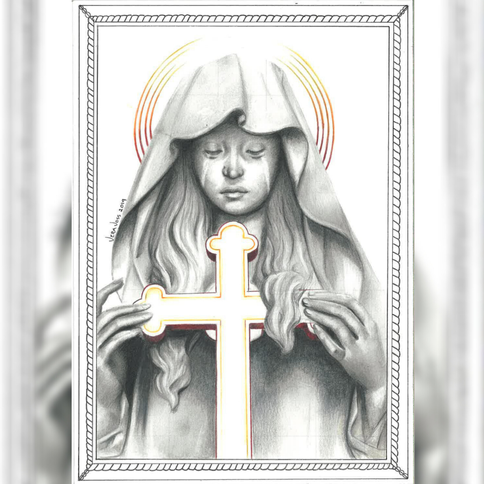 ArtStation - Not Holier Than Thou - 7x10" Graphite and Colored Pencil