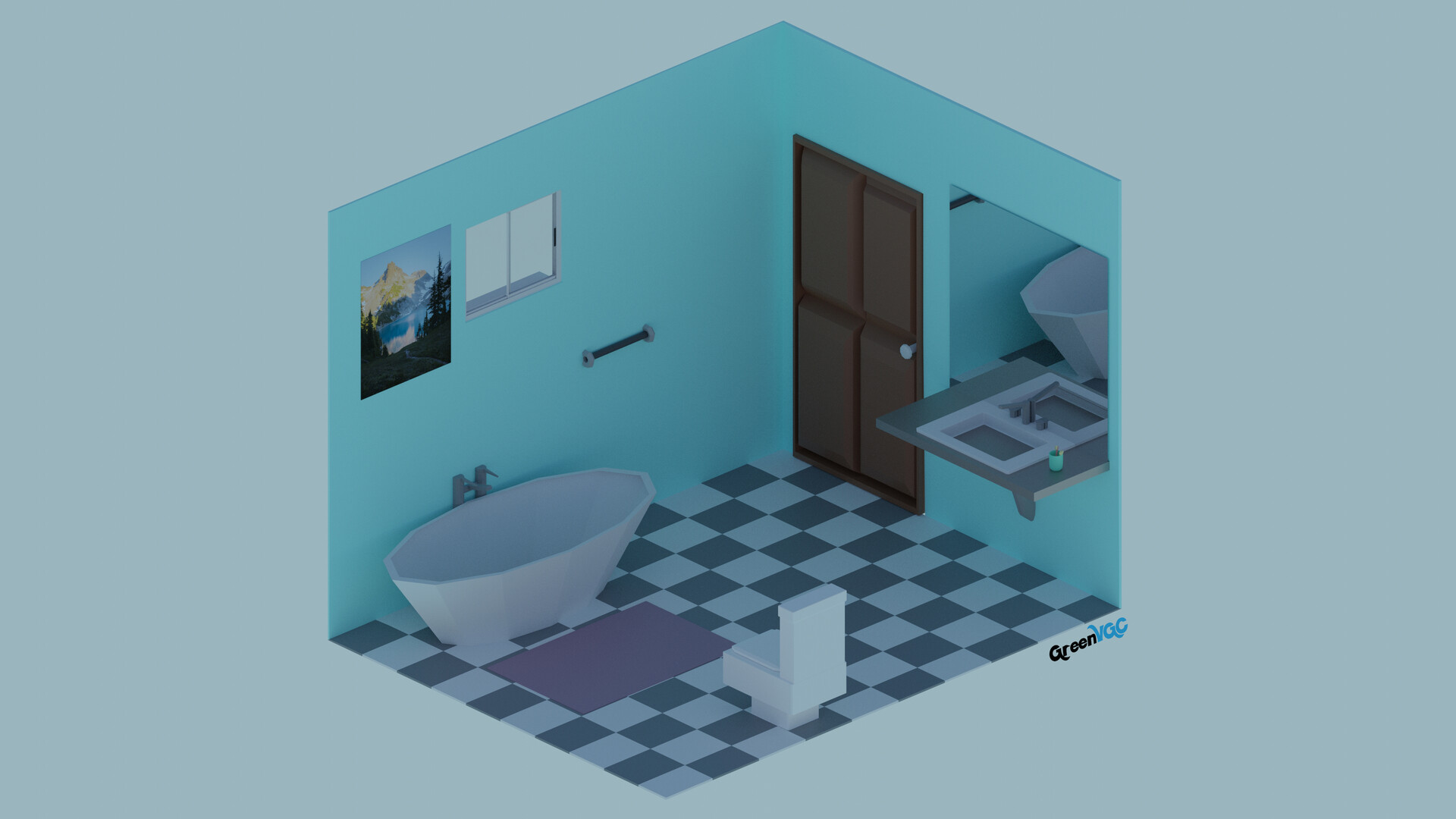 ArtStation - Low Poly Bathroom