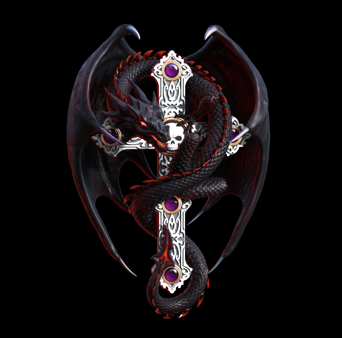 ArtStation - dragon and cross