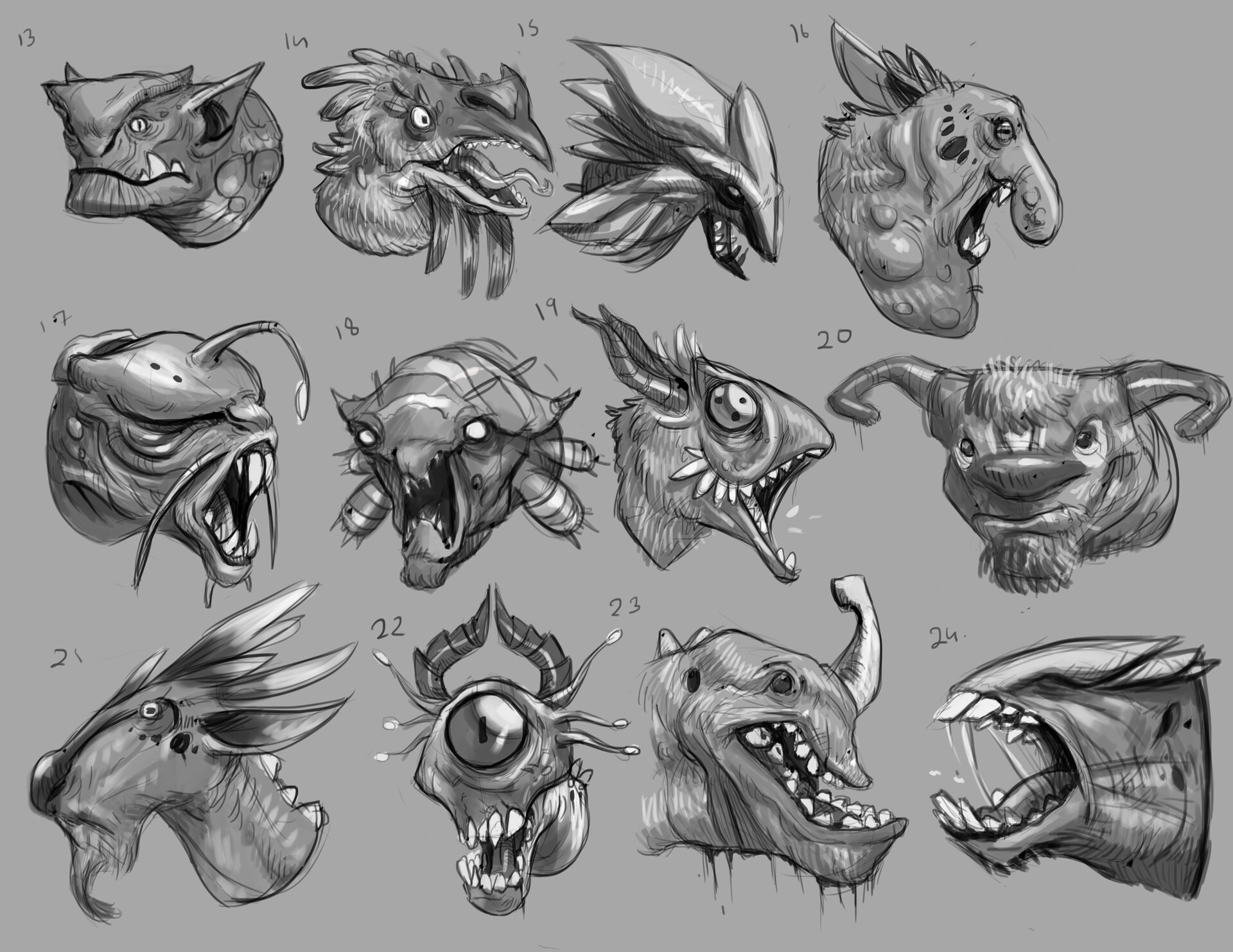 Ajmal (A J) - Creature head variations.