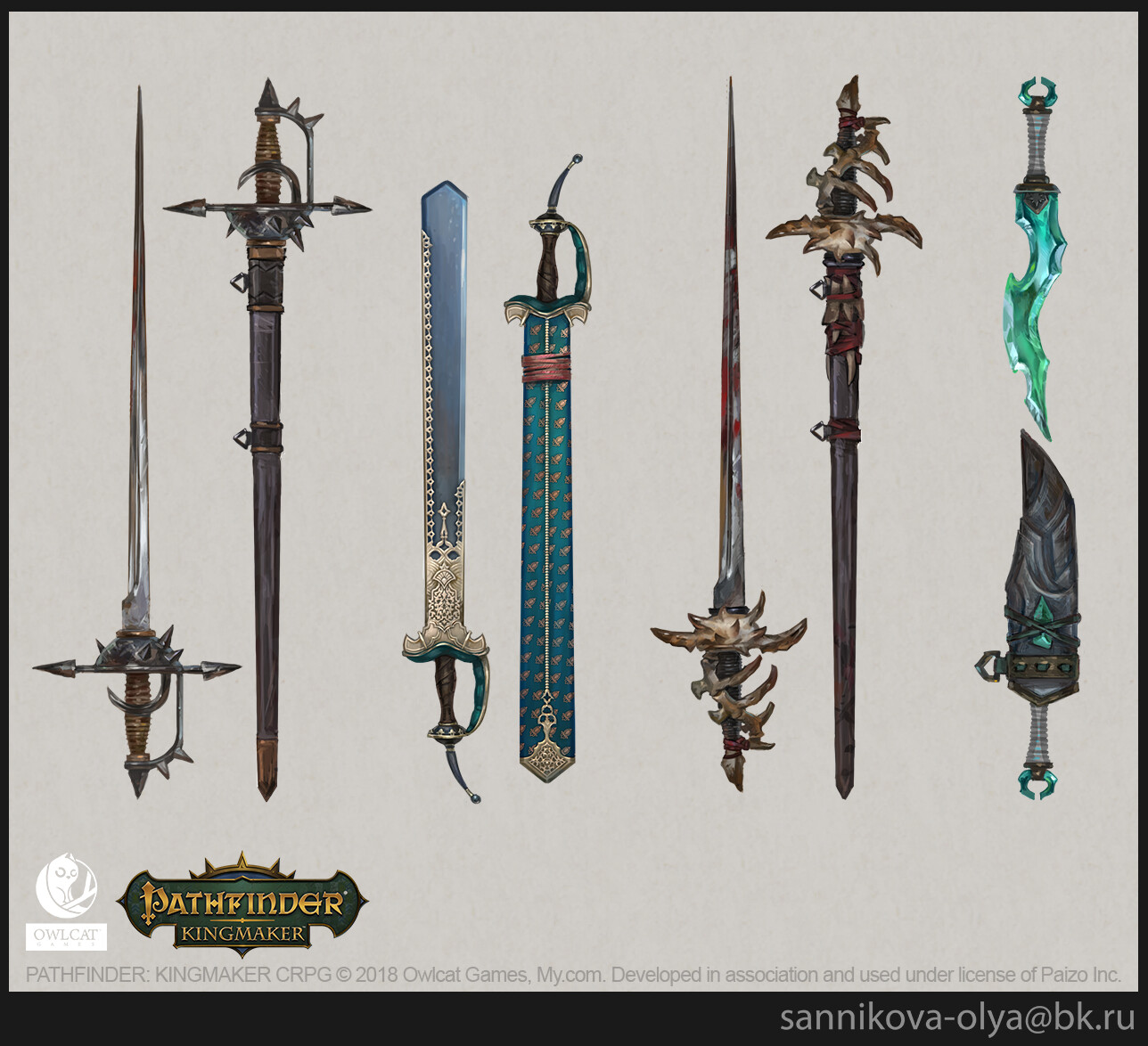 Olga Sannikova - Pathfinder Kingmaker weapon concepts