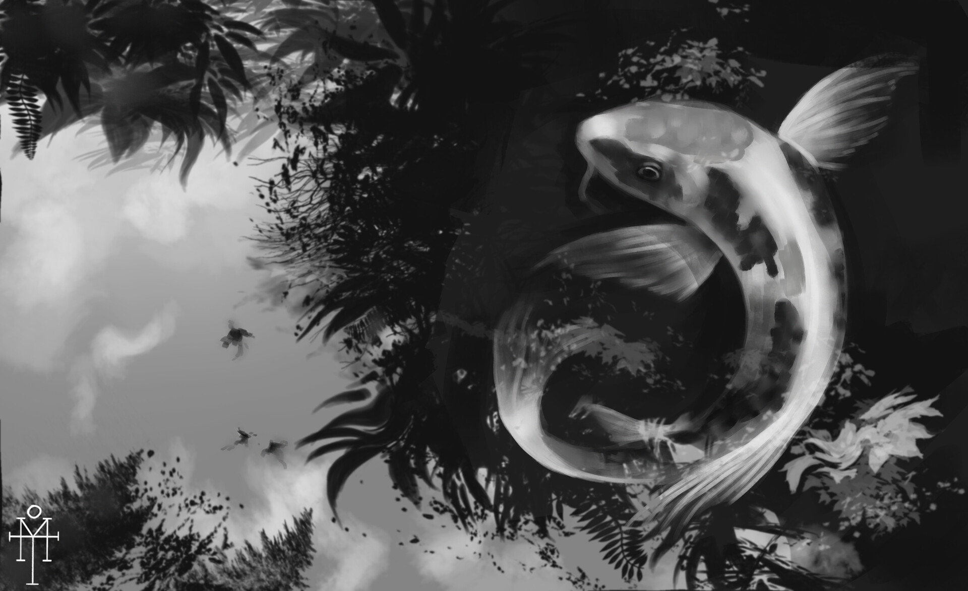 ArtStation - Calico Koi in a Pond