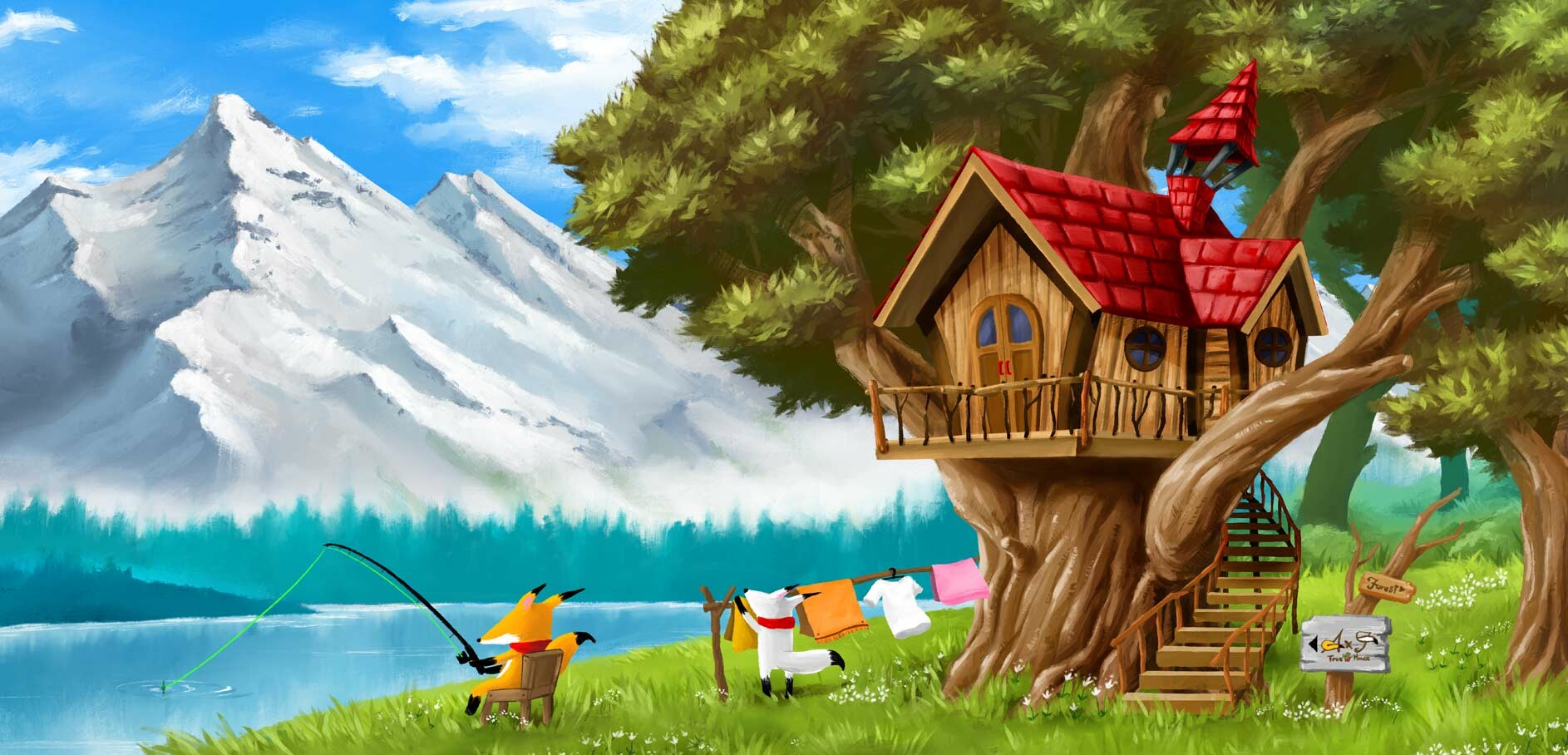 ArtStation - Foxes tree house