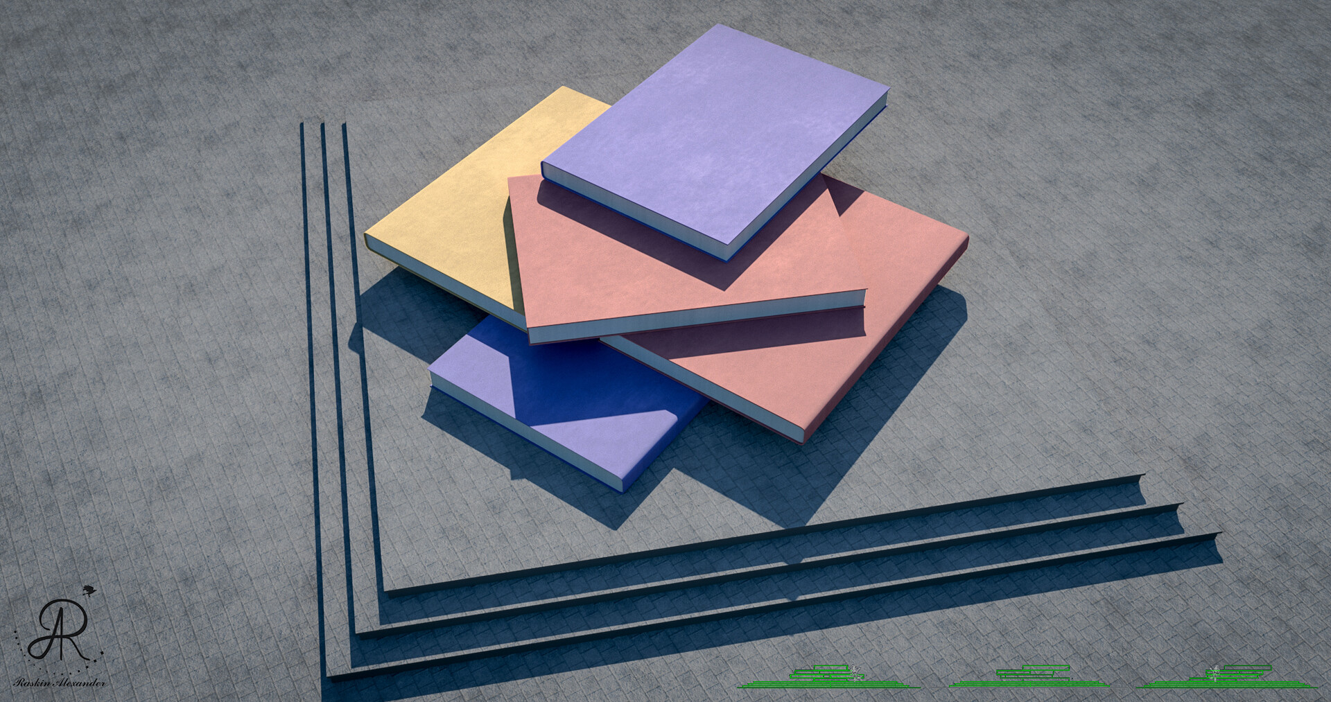 ArtStation - Books sculpture Bench