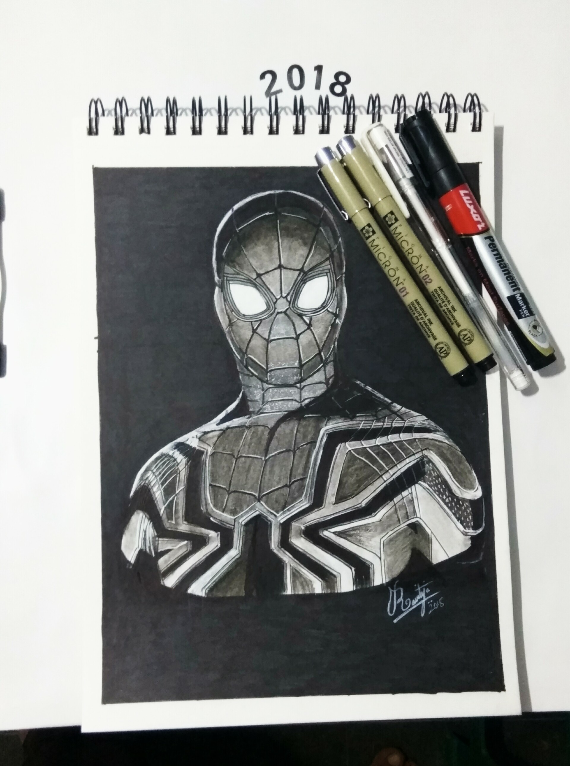 how to draw realistic iron spider